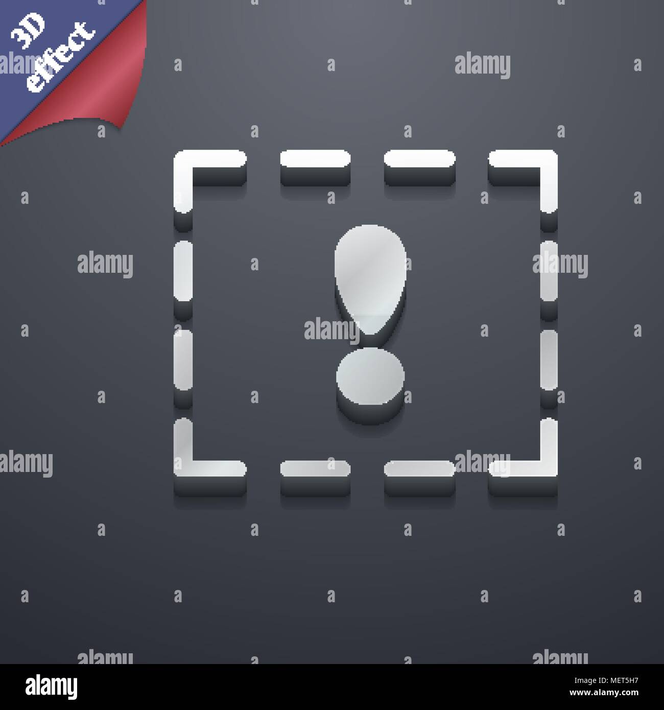 The exclamation point in a square icon symbol. 3D style. Trendy, modern ...