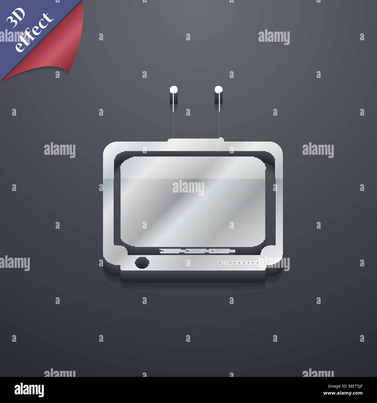 TV icon symbol. 3D style. Trendy, modern design with space for your ...