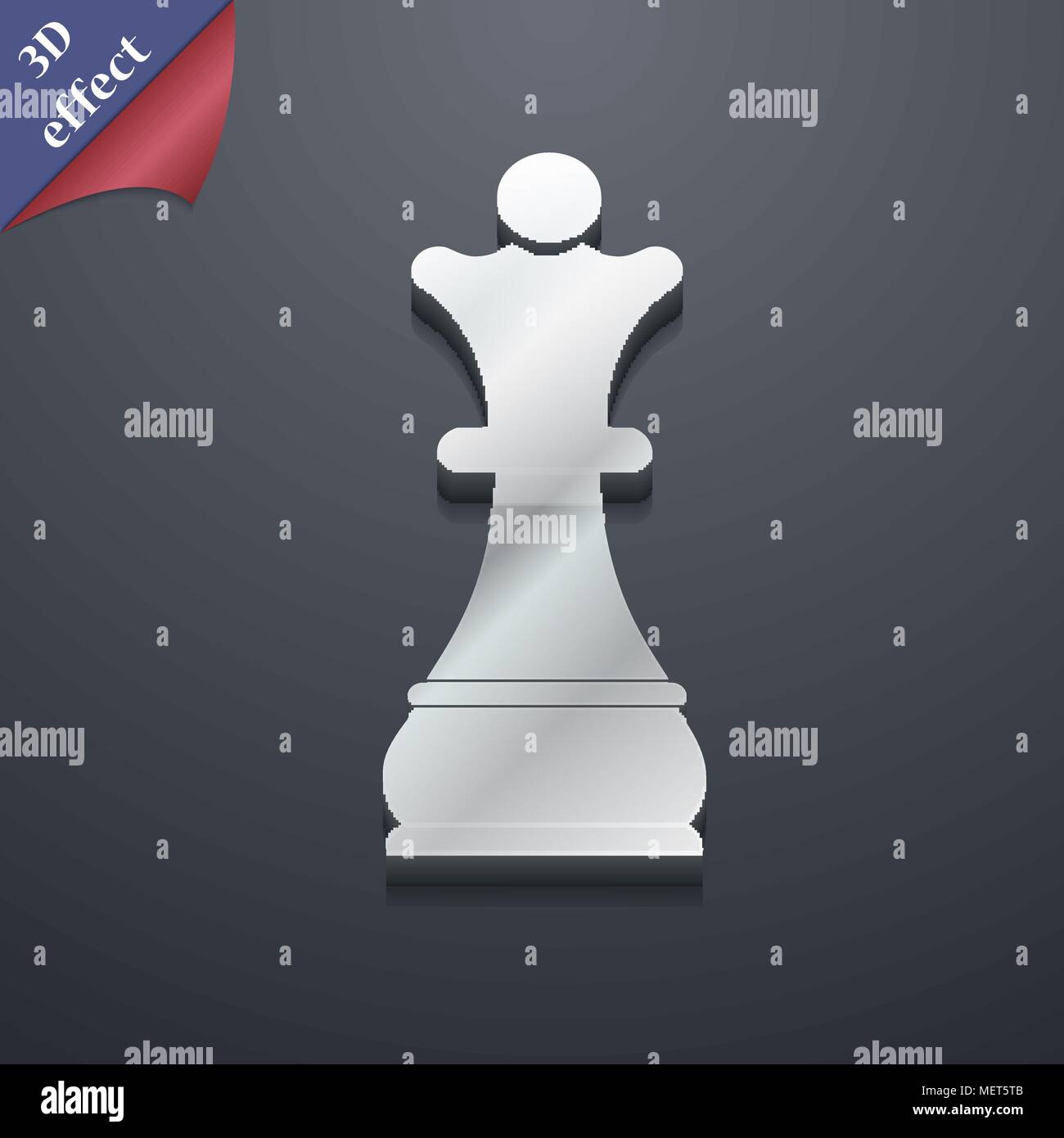 Chess Queen icon symbol. 3D style. Trendy, modern design with space for ...