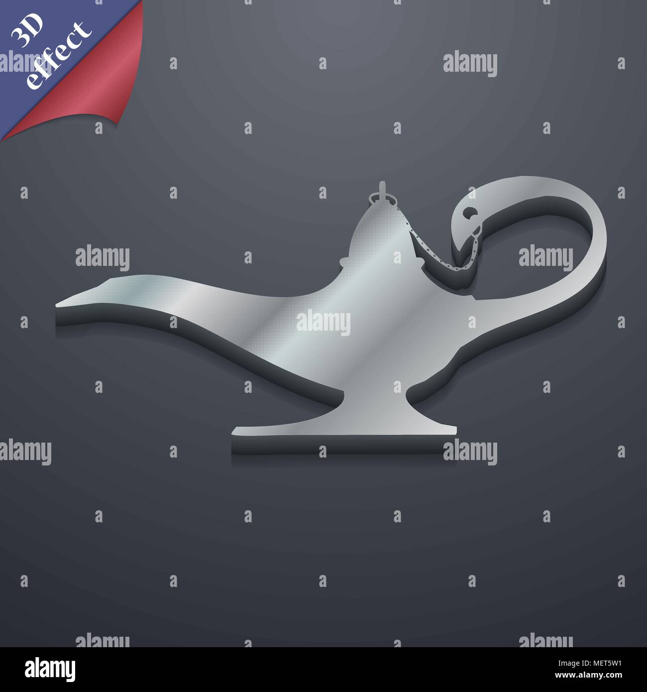 Alladin lamp genie icon symbol. 3D style. Trendy, modern design with ...