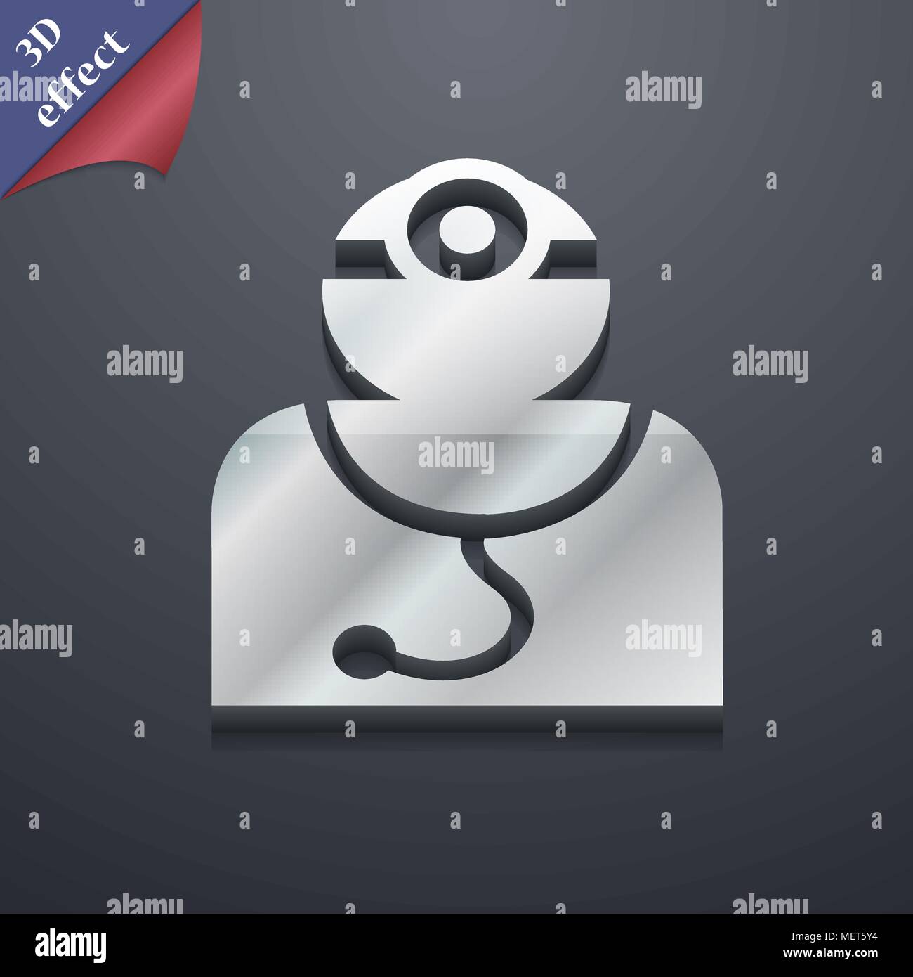 Doctor with stethoscope around his neck icon symbol. 3D style. Trendy ...