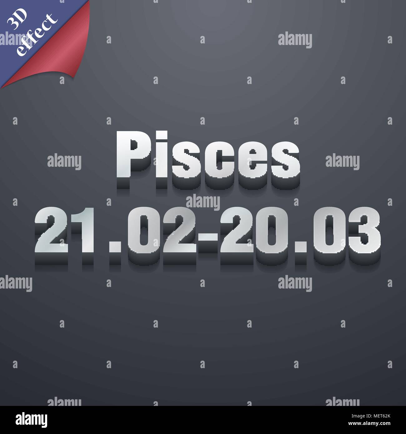 Pisces zodiac sign icon symbol. 3D style. Trendy, modern design with ...