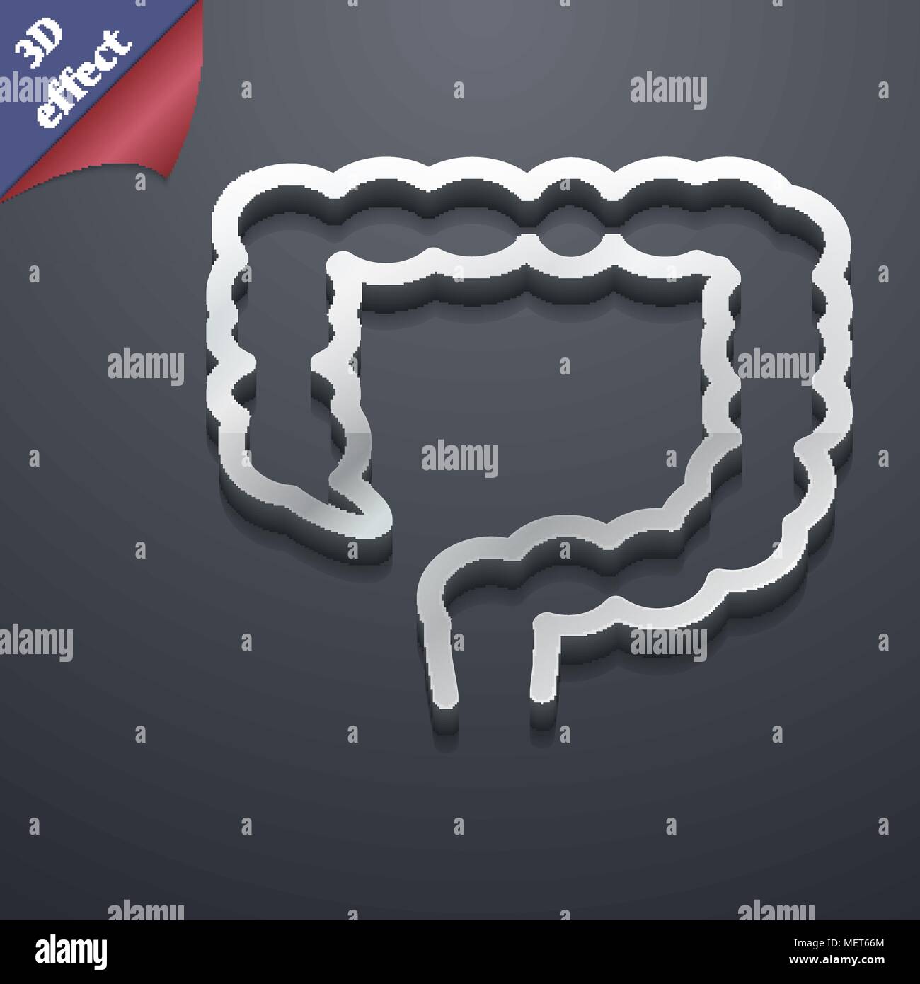 large intestine icon symbol. 3D style. Trendy, modern design with space ...