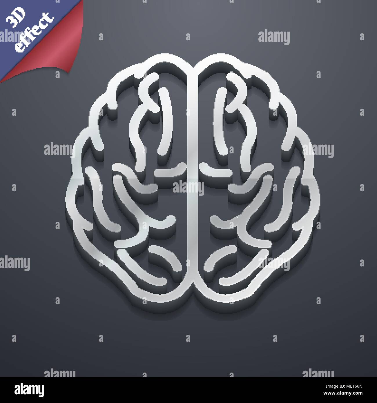 Brain icon symbol. 3D style. Trendy, modern design with space for your ...