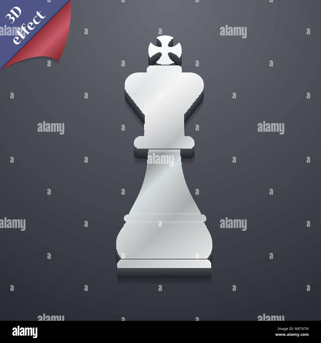 Chess king icon symbol. 3D style. Trendy, modern design with space for ...