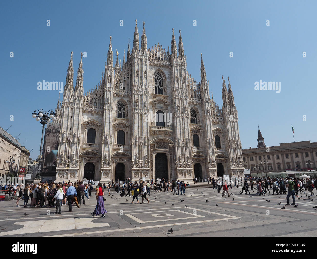 MILAN, ITALY - CIRCA APRIL 2018: People in Piazza Duomo in front of ...
