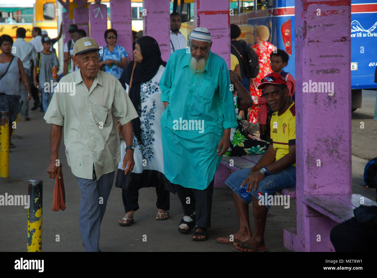 Commuters at Suva Bus Station, Fiji Stock Photo - Alamy