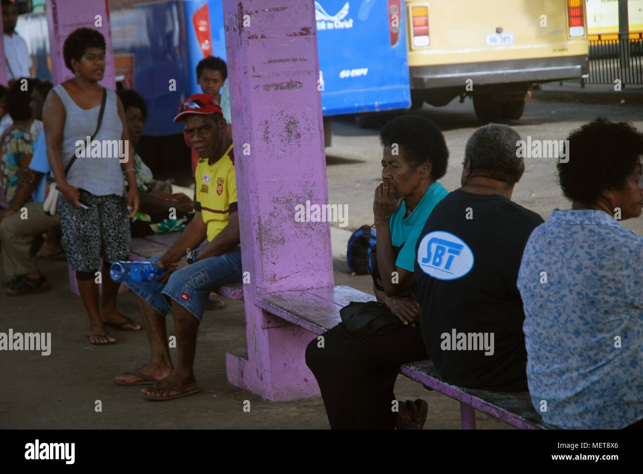 Commuters at Suva Bus Station, Fiji Stock Photo - Alamy