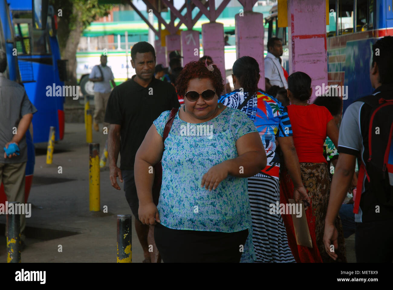 Commuters at Suva Bus Station, Fiji Stock Photo - Alamy
