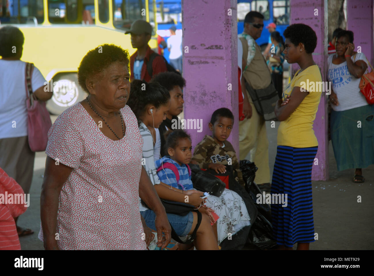 Commuters at Suva Bus Station, Fiji Stock Photo - Alamy