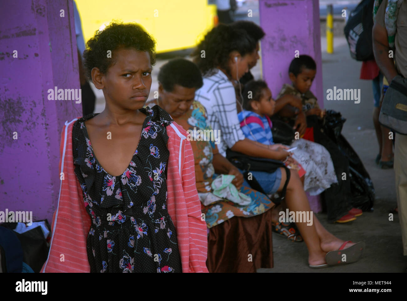 Commuters at Suva Bus Station, Fiji Stock Photo - Alamy
