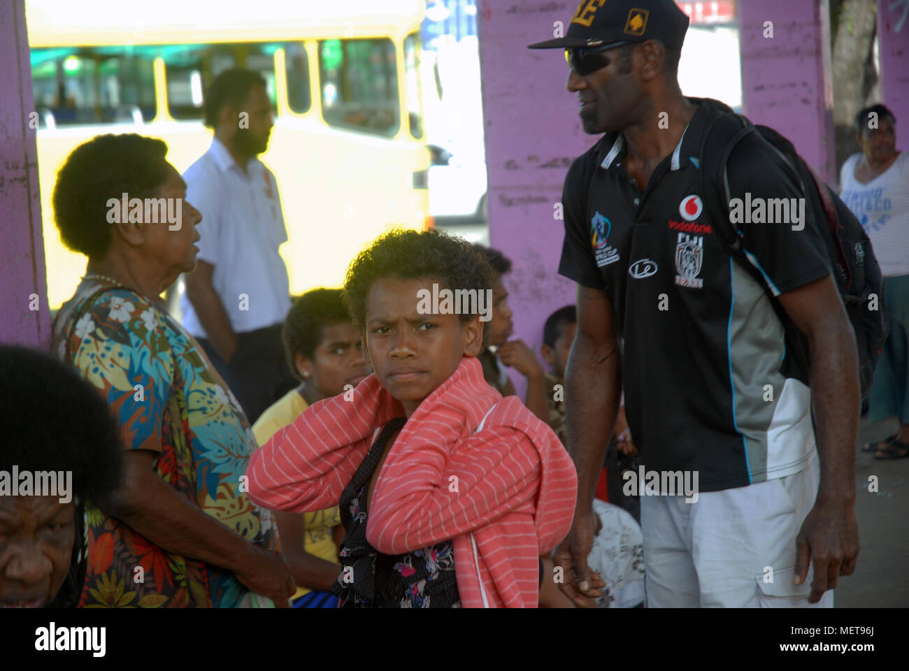 Commuters at Suva Bus Station, Fiji Stock Photo - Alamy