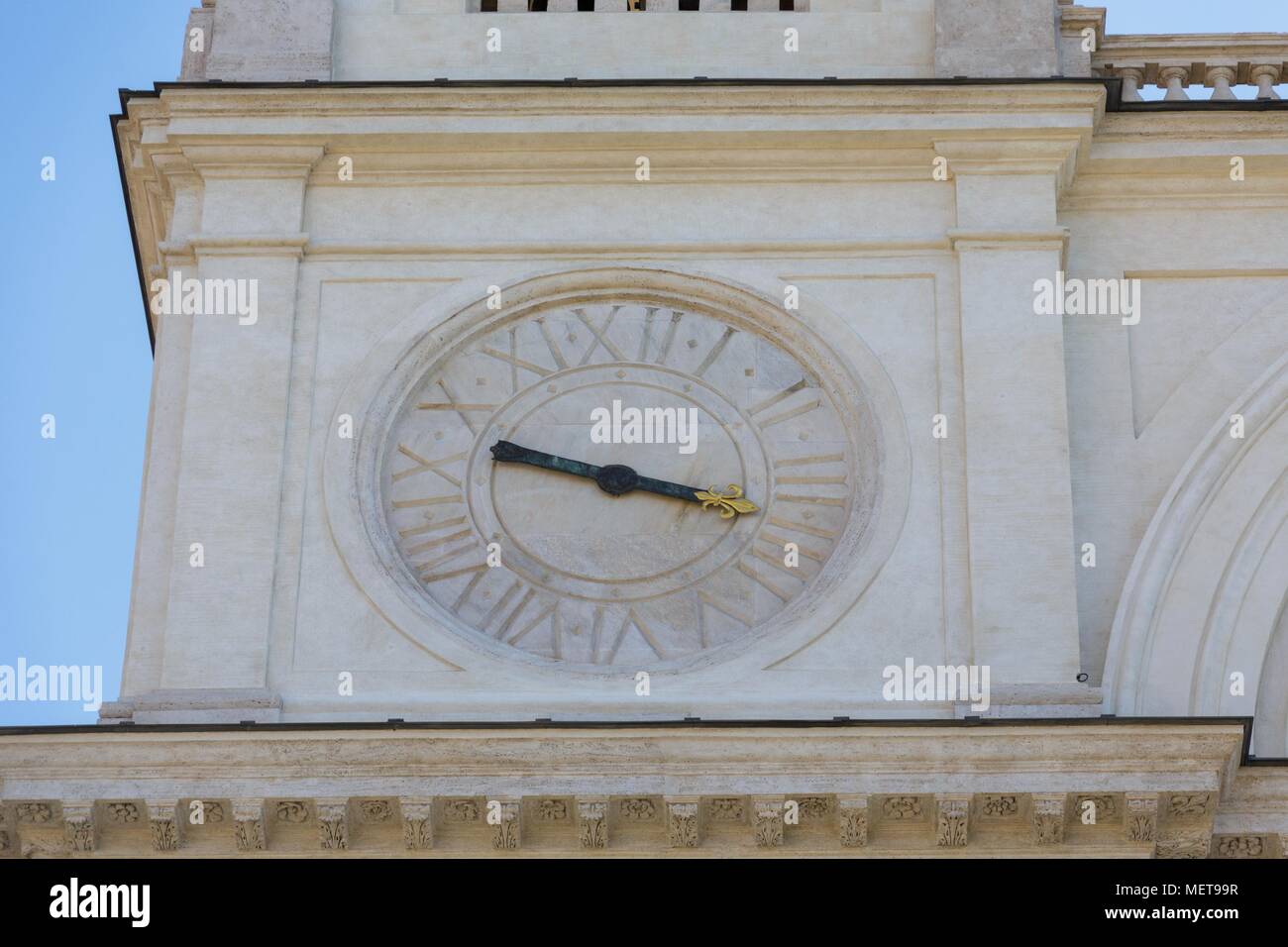 Details of old clock and bell tower in Rome Stock Photo - Alamy