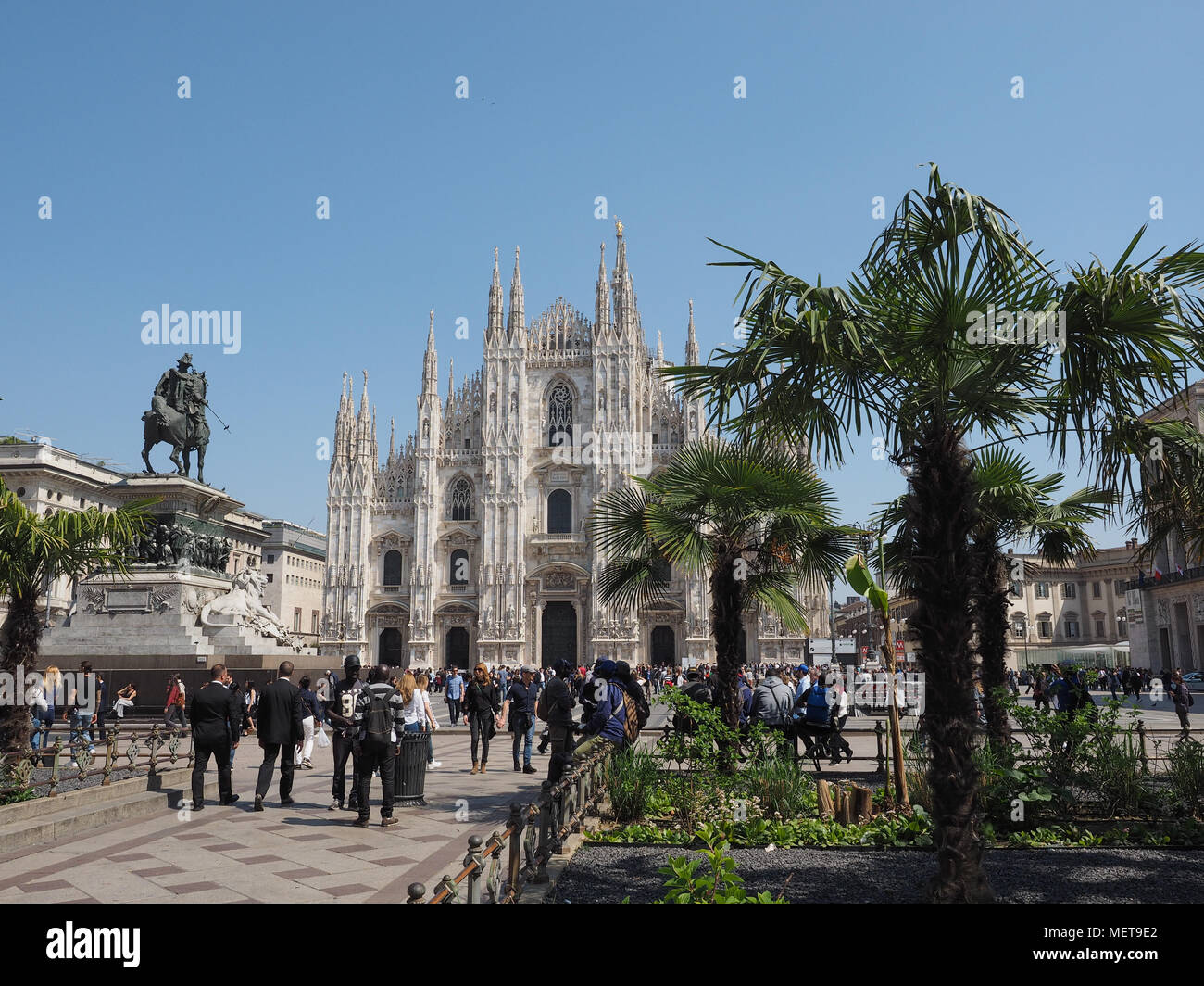 MILAN, ITALY - CIRCA APRIL 2018: People in Piazza Duomo in front of ...