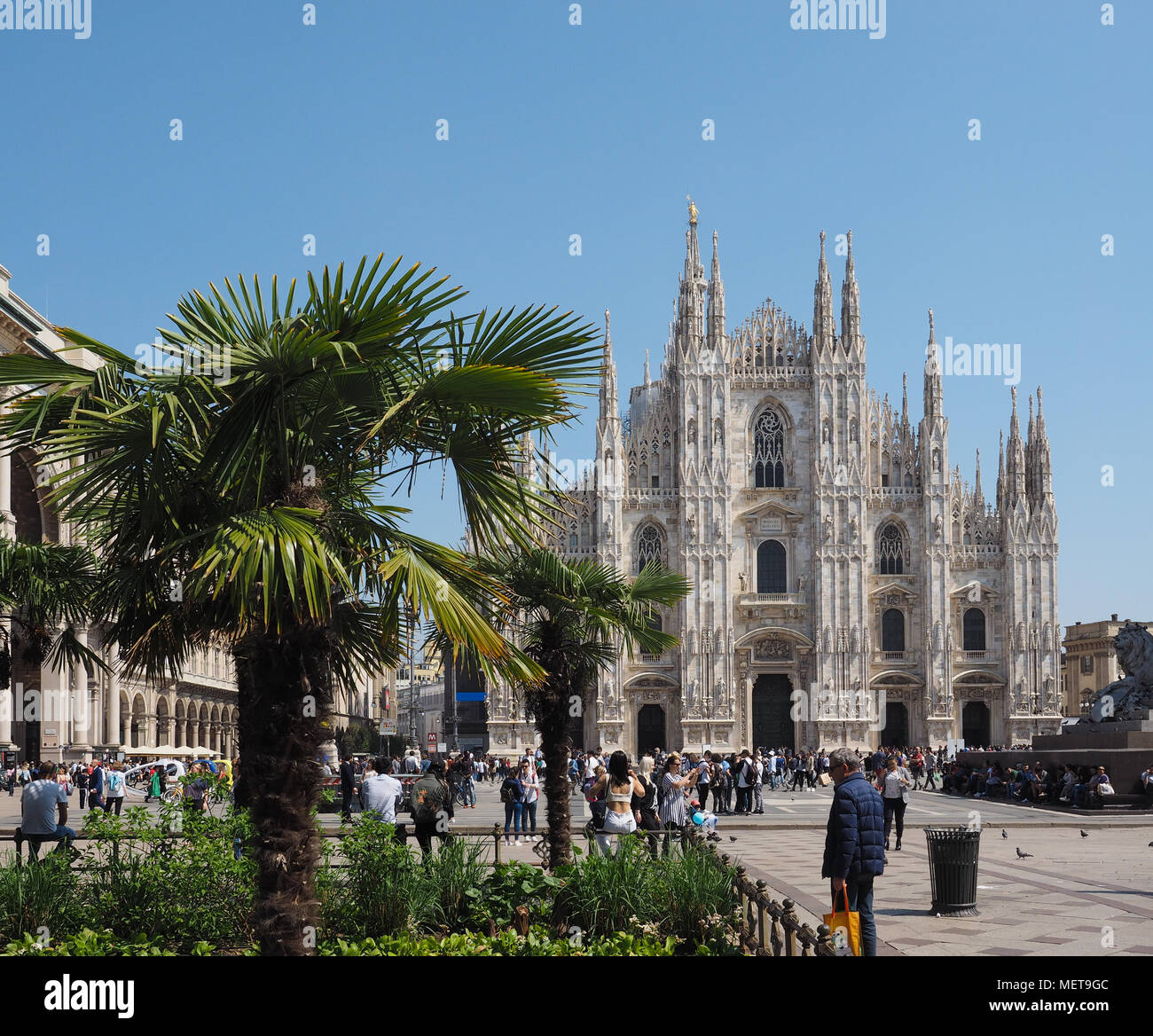 MILAN, ITALY - CIRCA APRIL 2018: People in Piazza Duomo in front of ...