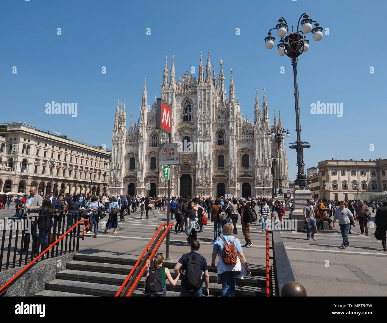 MILAN, ITALY - CIRCA APRIL 2018: People in Piazza Duomo in front of ...