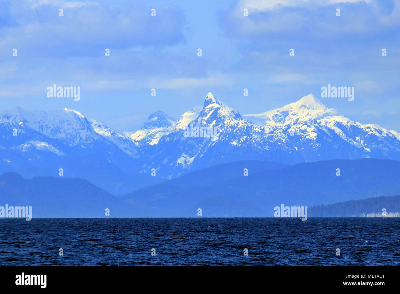 Mountains of Jervis Inlet across the Salish Sea from Nanaimo on Canada ...