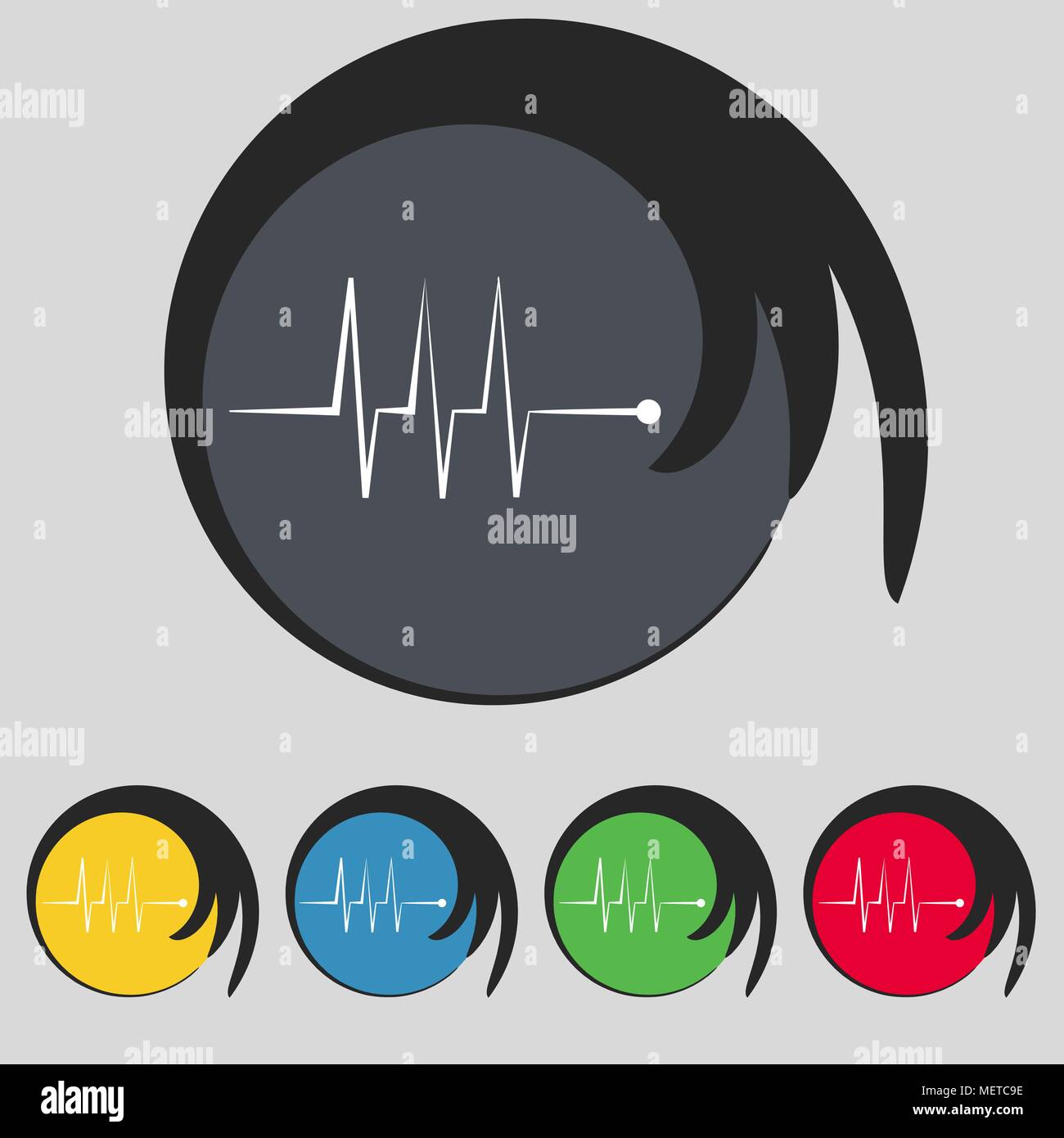 Cardiogram monitoring sign icon. Heart beats symbol. Set colourful ...
