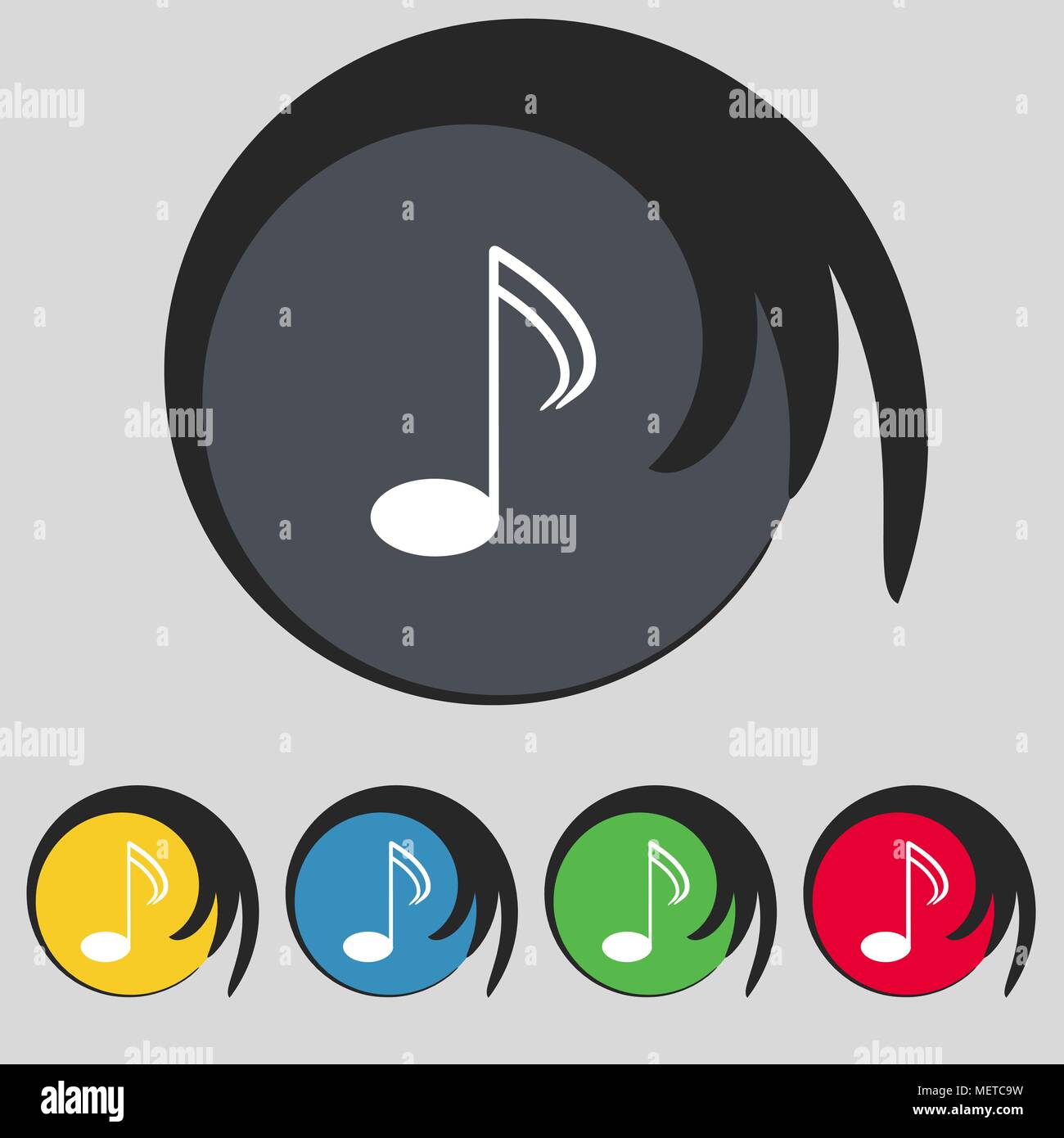 Music note sign icon. Musical symbol. Set colourful buttons. Vector ...