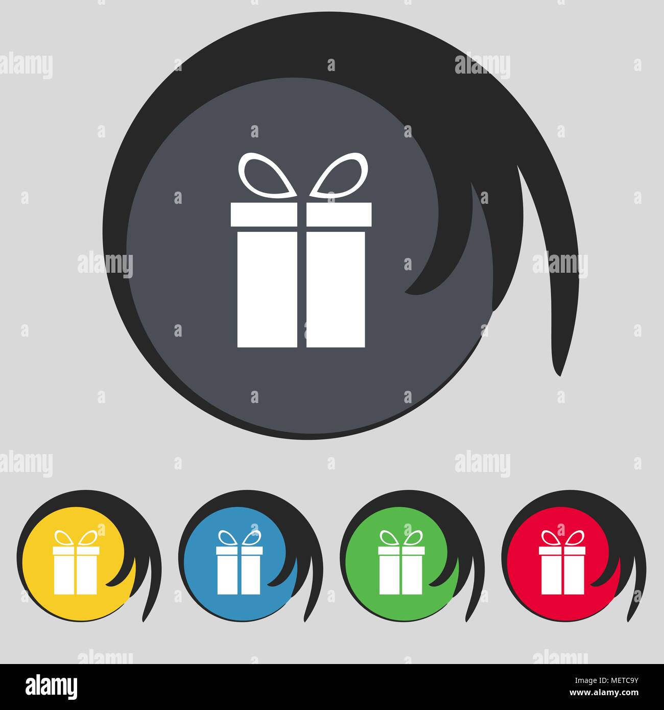 Gift box sign icon. Present symbol. Set colourful buttons. Vector ...