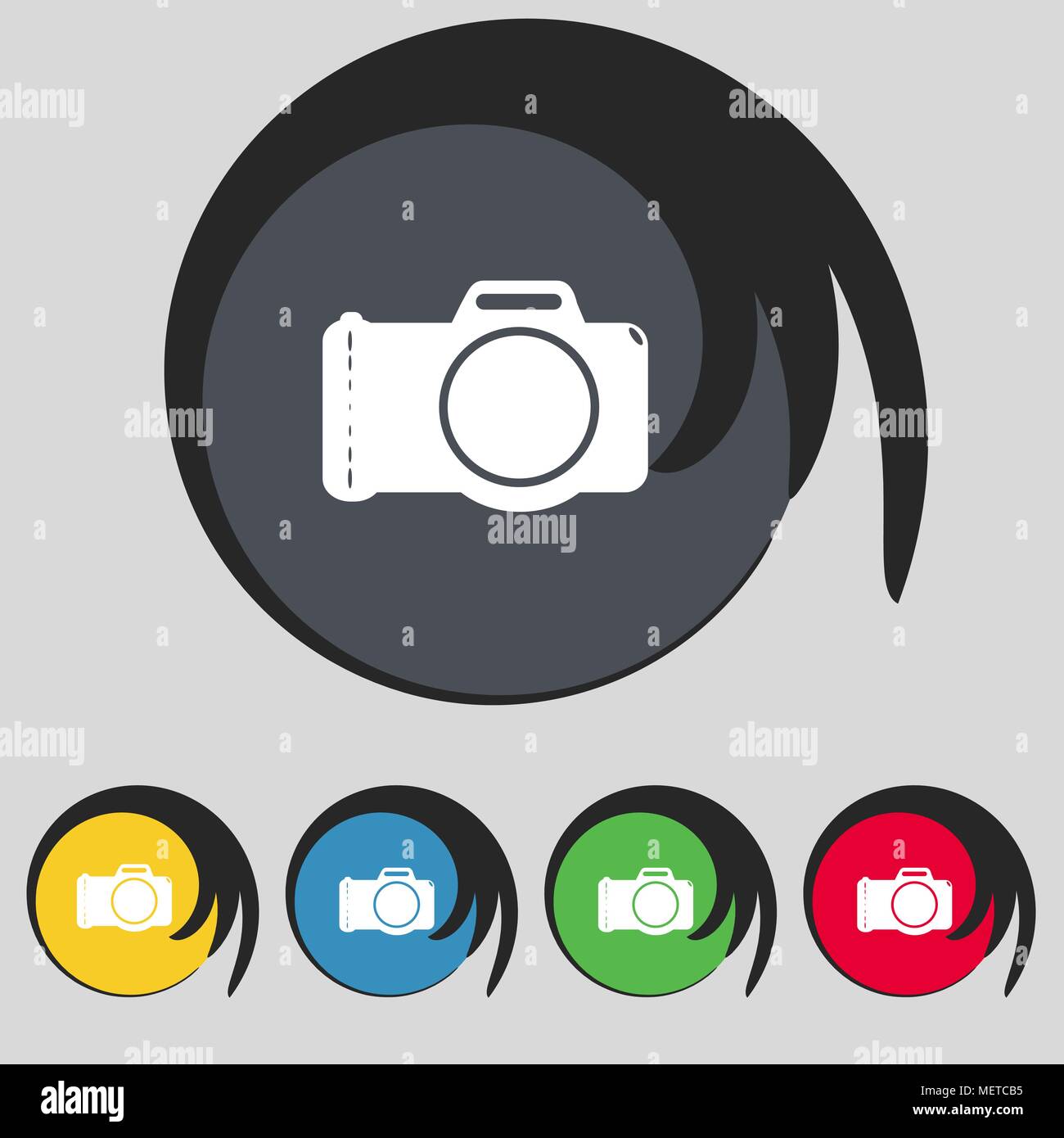 Photo camera sign icon. Digital symbol. Set colourful buttons. Vector ...