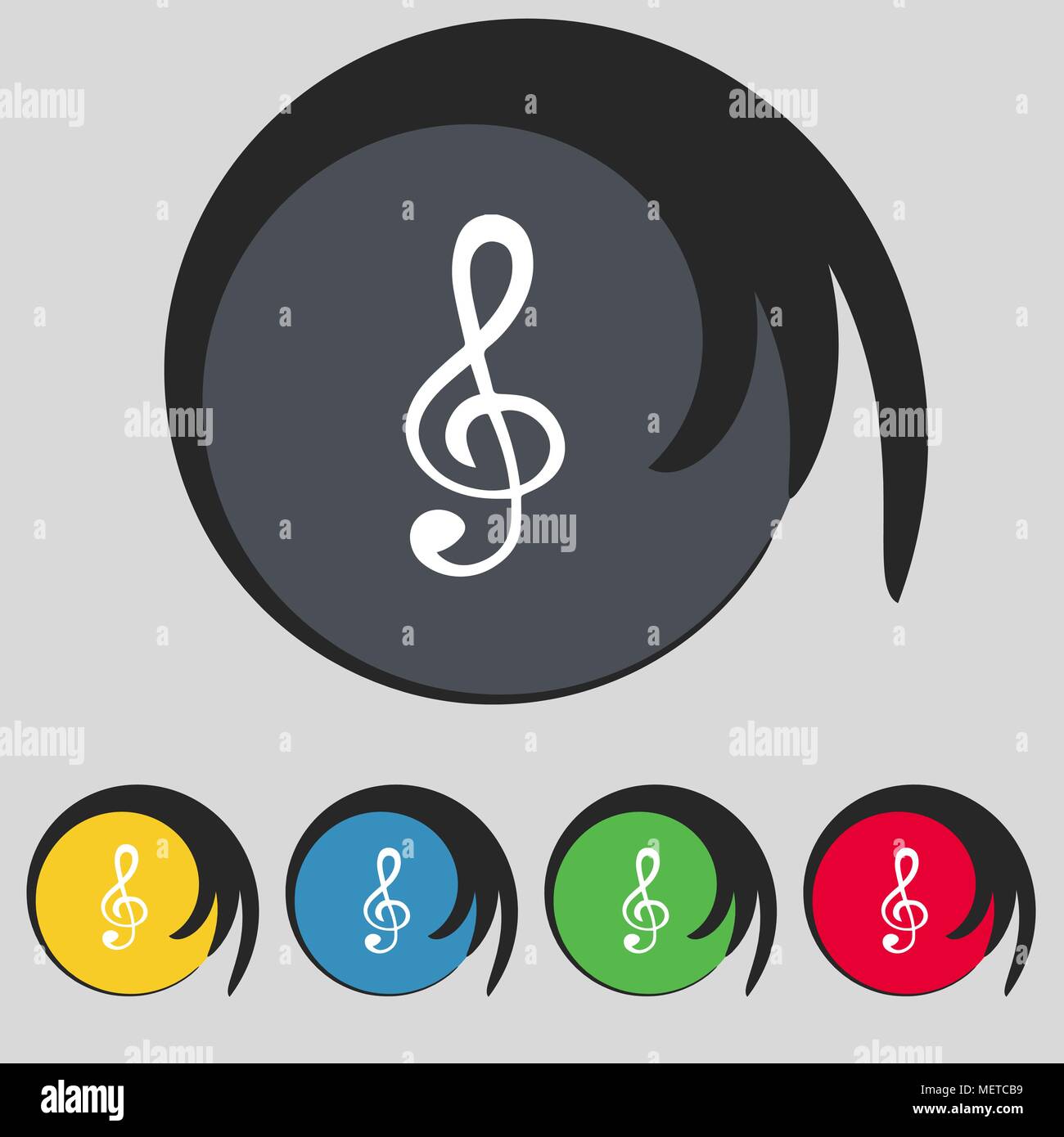 Music note sign icon. Musical symbol. Set colourful buttons. Vector ...