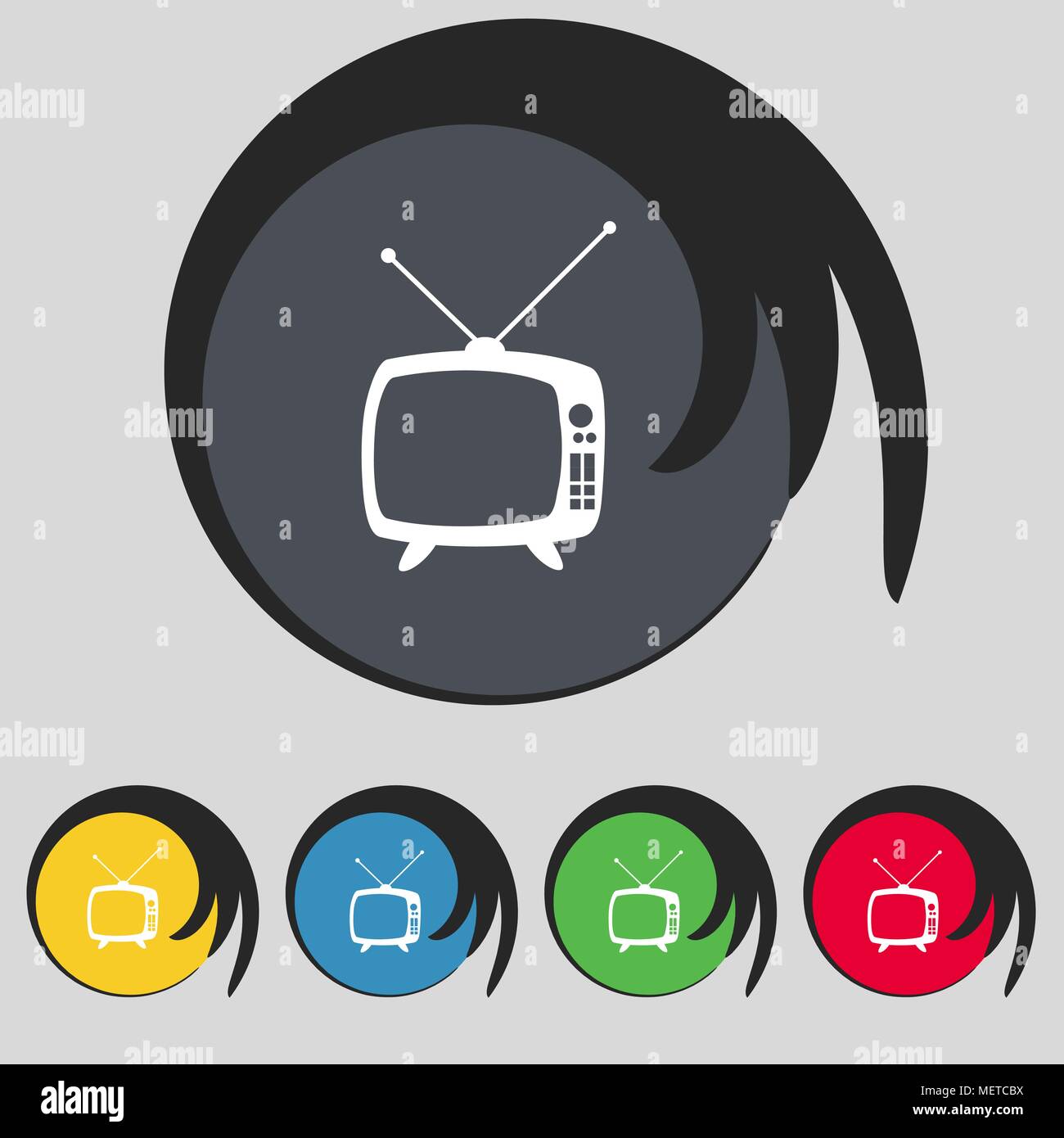 Retro TV mode sign icon. Television set symbol. Set colourful buttons ...