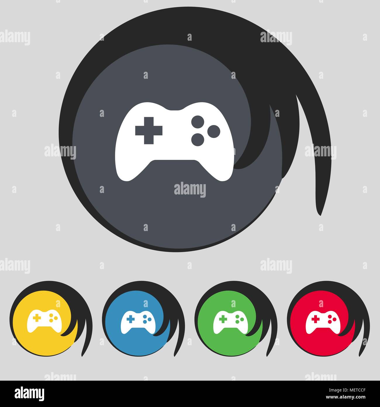 Joystick sign icon. Video game symbol. Set colourful buttons. Vector ...