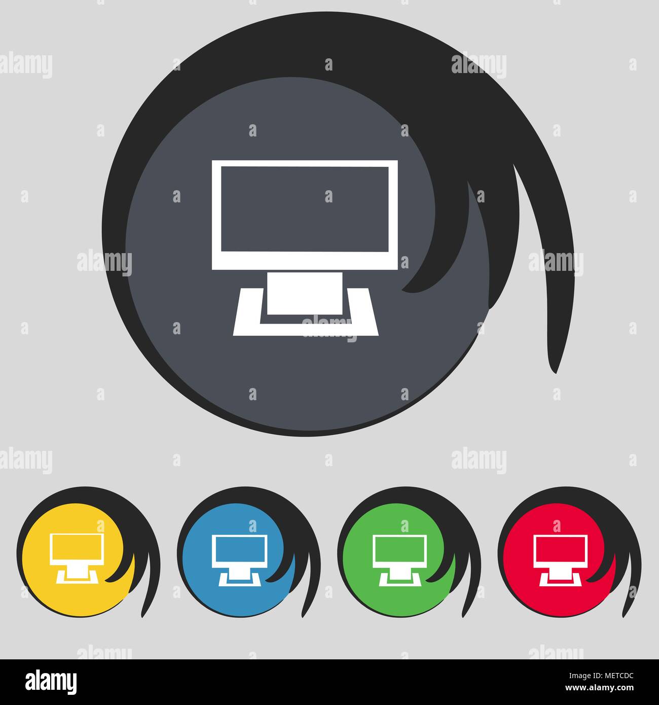 Computer widescreen monitor sign icon. Set colourful buttons. Modern UI ...