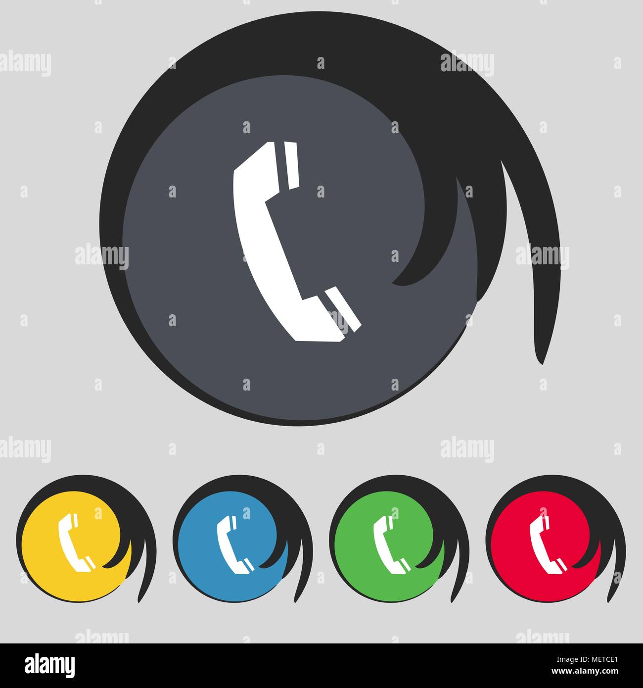Phone sign icon. Support symbol. Call center. Set colourful buttons ...