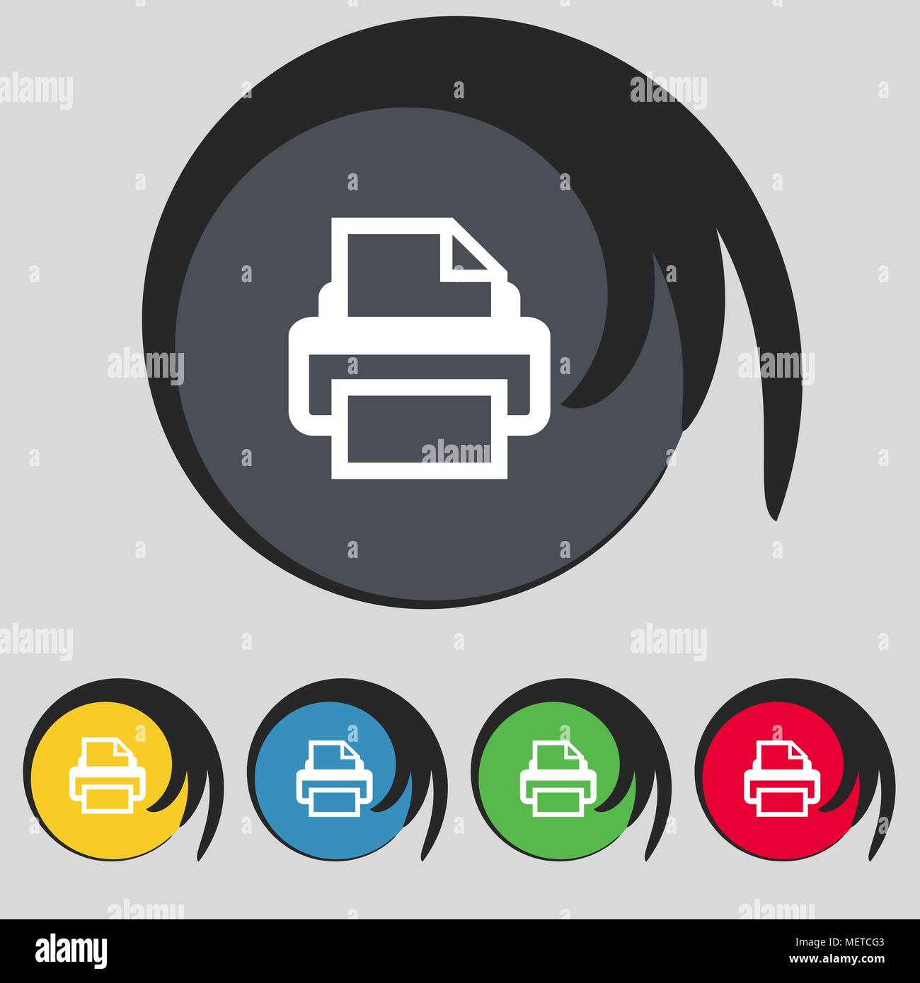 Print sign icon. Printing symbol. Set colourful buttons. Vector ...