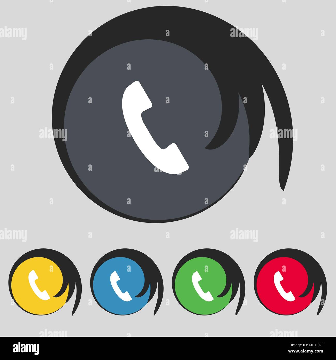 Phone sign icon. Support symbol. Call center. Set colourful buttons ...