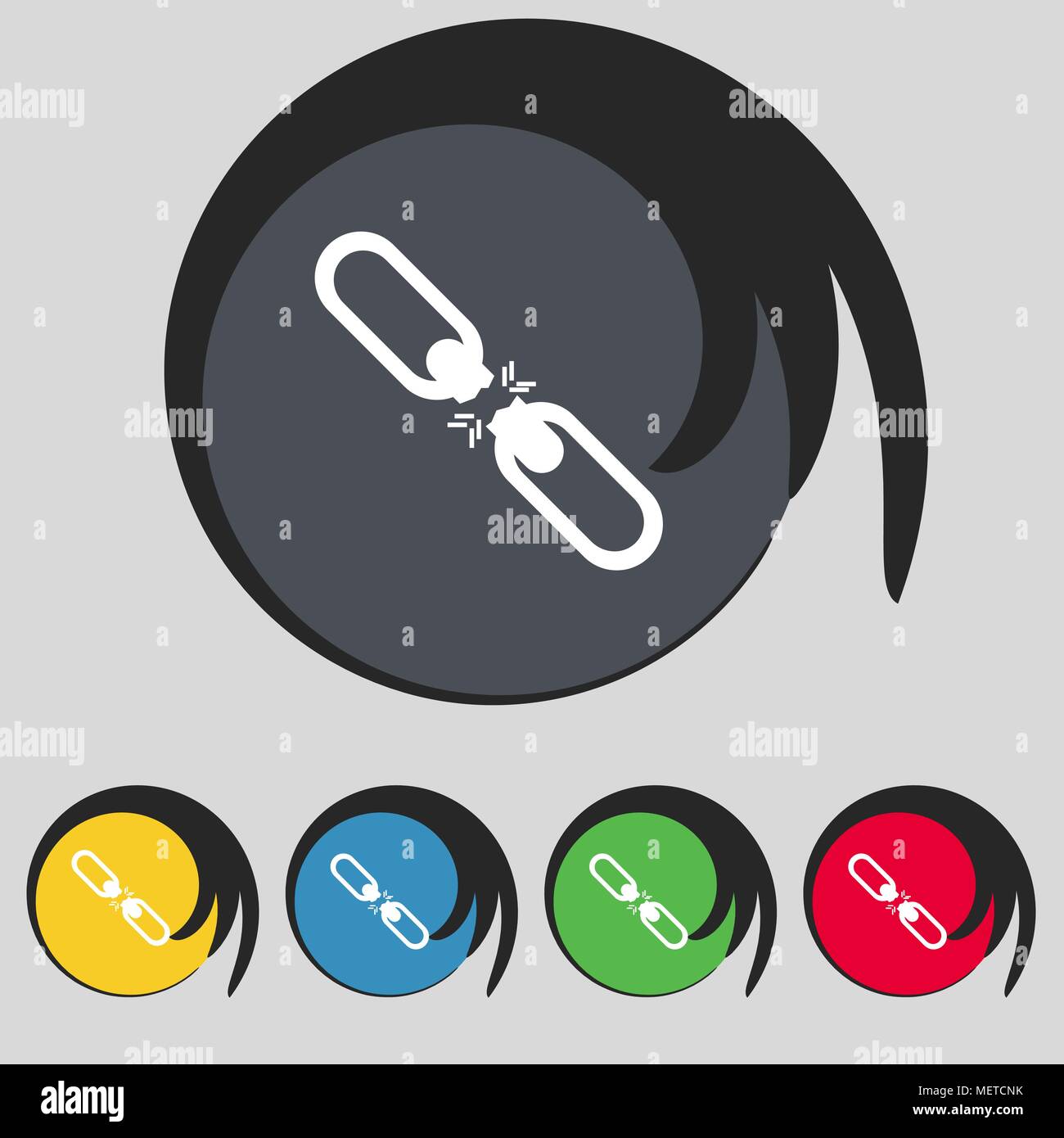 Broken connection flat single icon.Set colur buttons. Vector ...