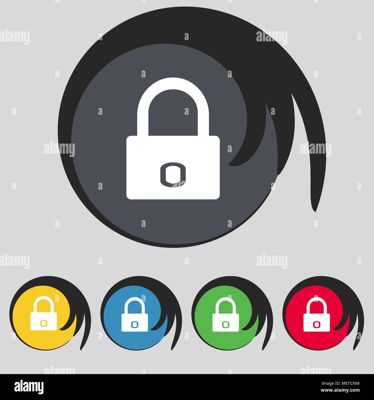 Lock sign icon. Locker symbol. Set colur buttons. Vector illustration ...