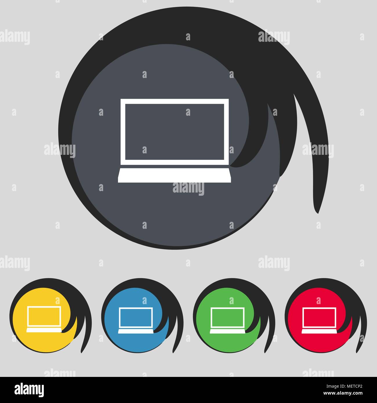 Laptop sign icon. Notebook pc symbol. Set colur buttons. Vector ...