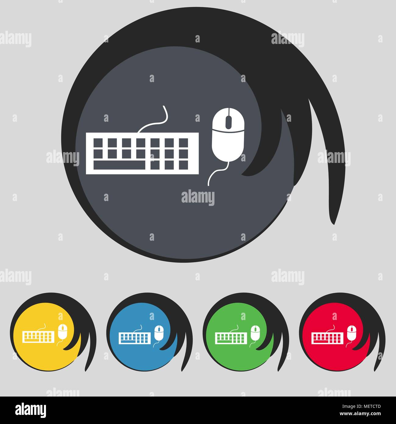Computer keyboard and mouse Icon. Set colourful buttons. Vector ...