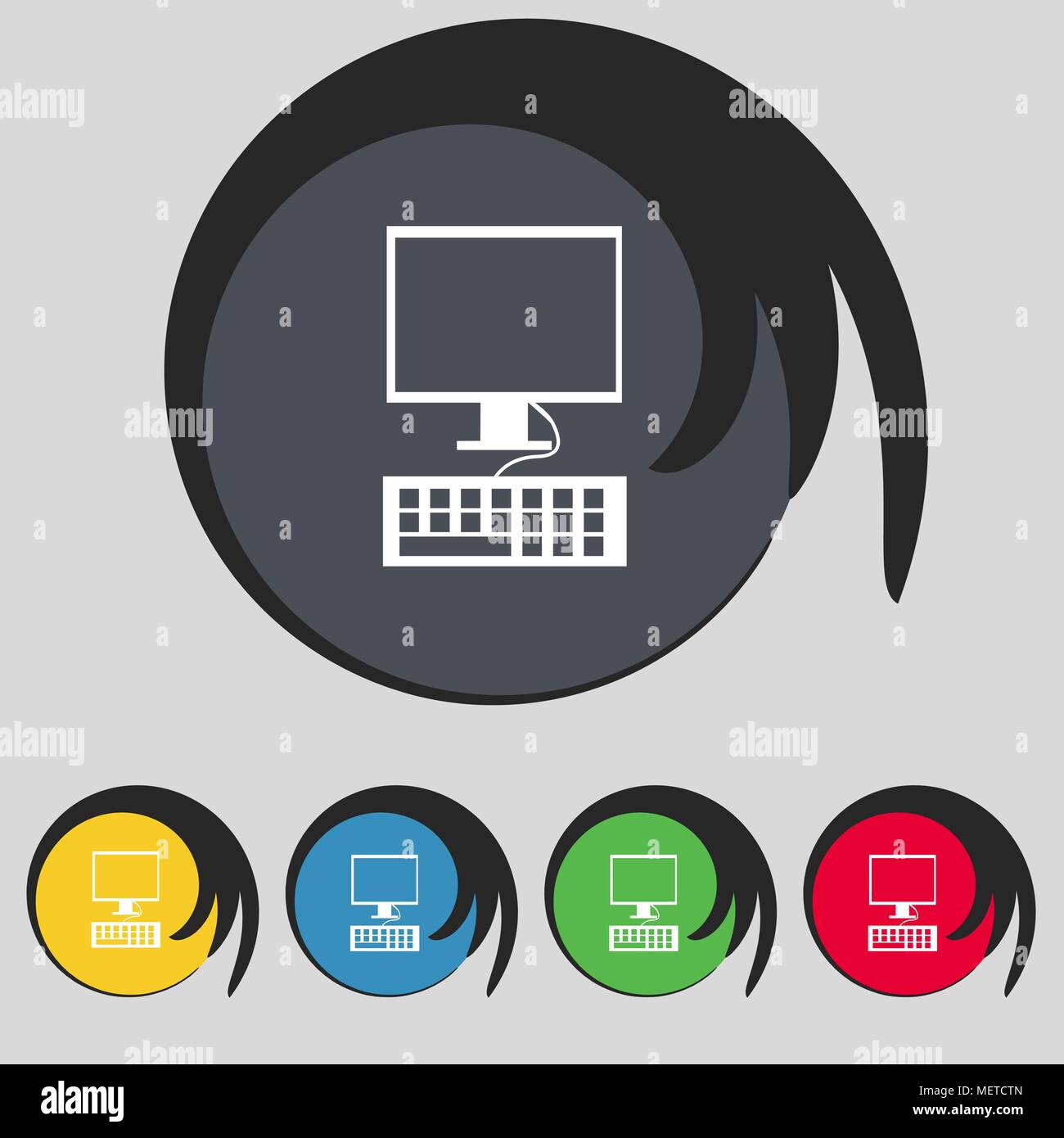 Computer monitor and keyboard Icon. Set colourful buttons. Vector ...