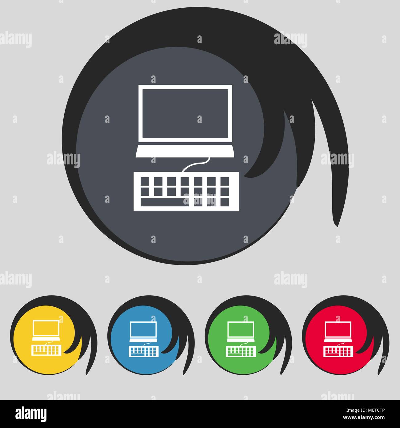 Computer monitor and keyboard Icon. Set colourful buttons. Vector ...