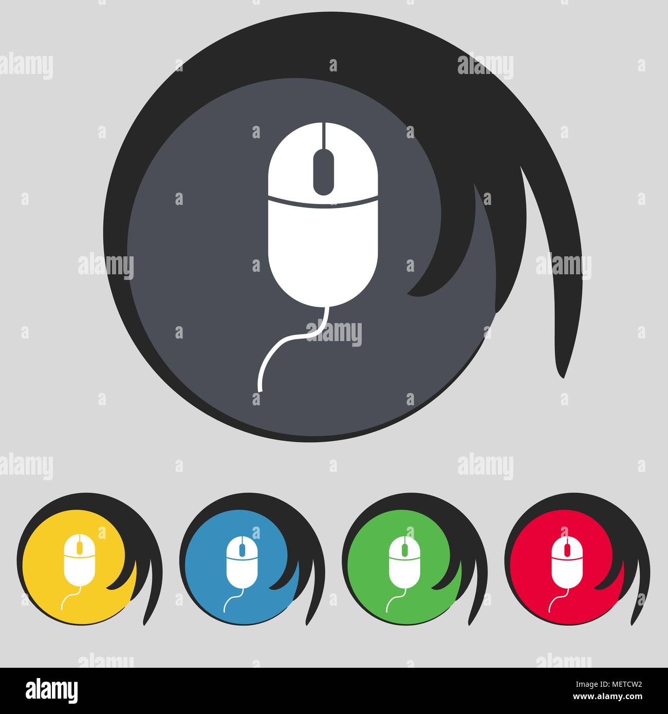 Computer mouse sign icon. Optical with wheel symbol. Set colourful ...