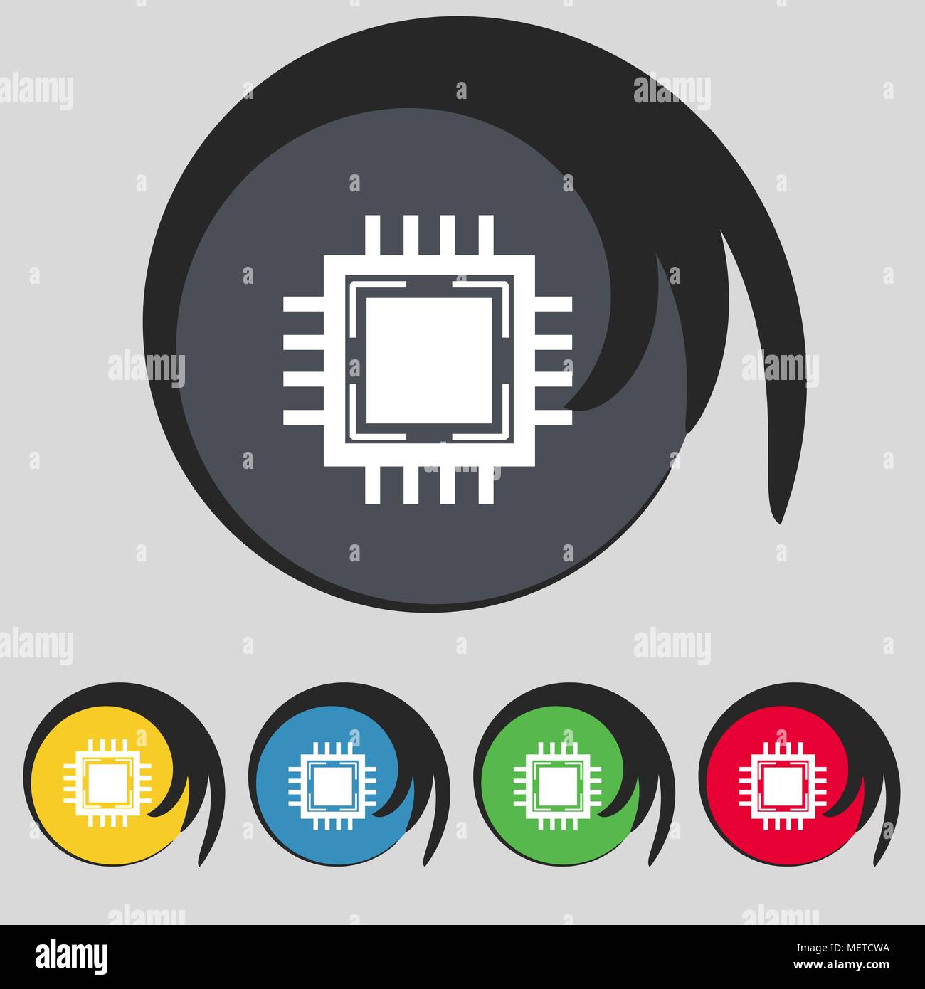 Central Processing Unit Icon. Technology scheme circle symbol. Set ...