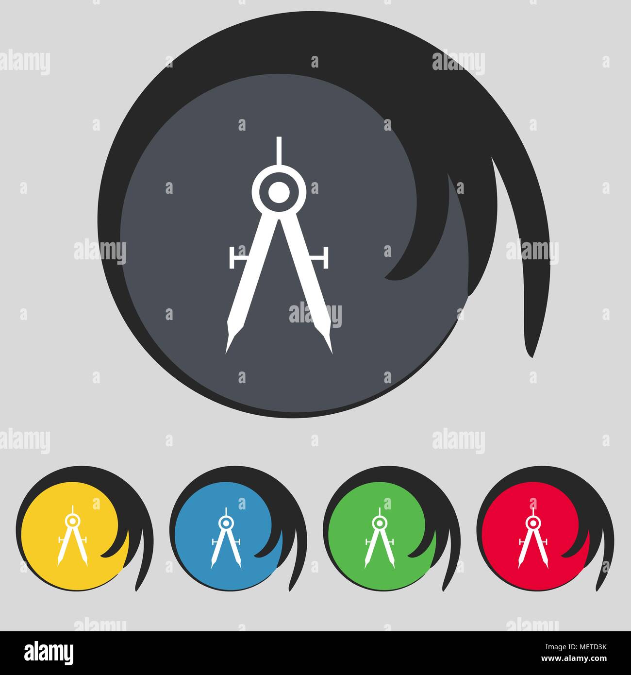 Mathematical Compass sign icon. Set of colored buttons. Vector ...