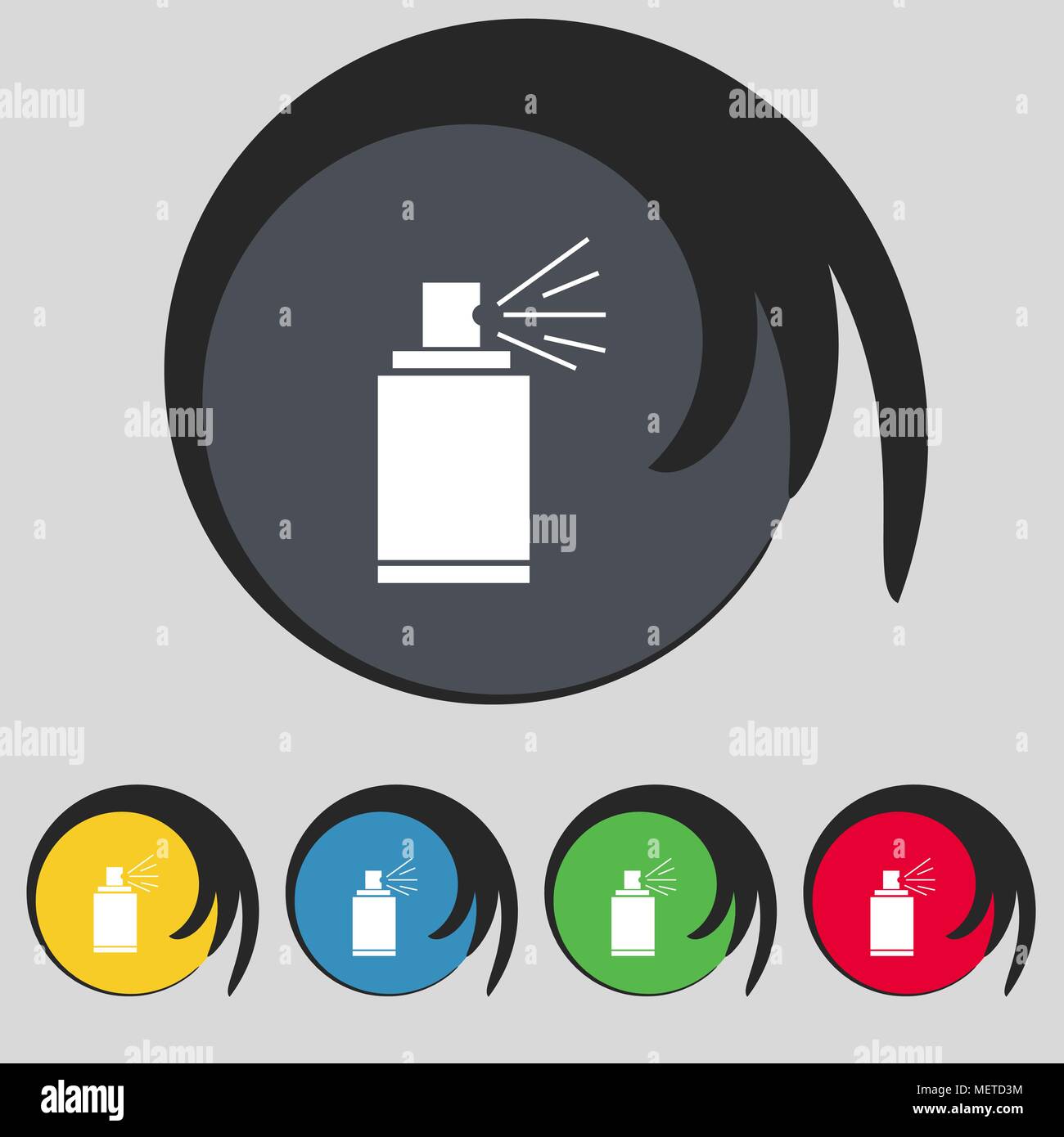 Graffiti spray can sign icon. Aerosol paint symbol. Set of colored ...