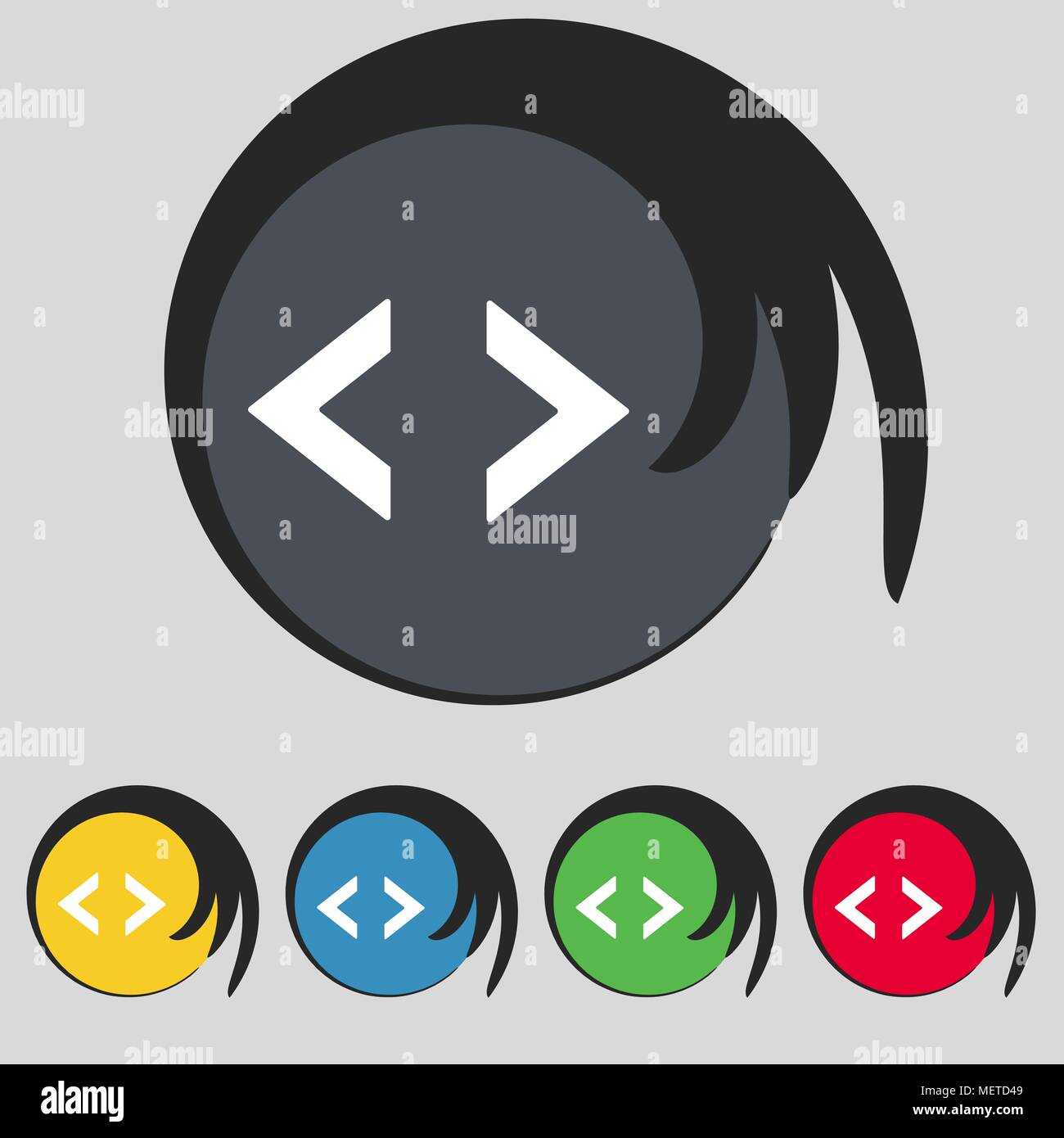 Code Sign Icon Programmer Symbol Set Of Colored Buttons Vector Illustration Stock Vector