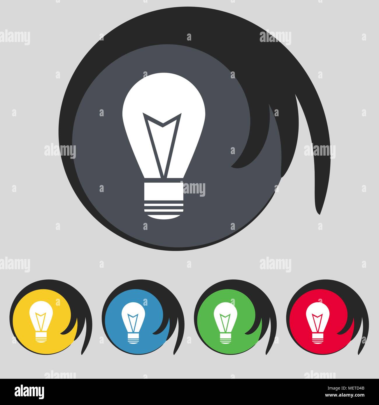 Light lamp sign icon. Idea symbol. Lightis on. Set of colored buttons ...
