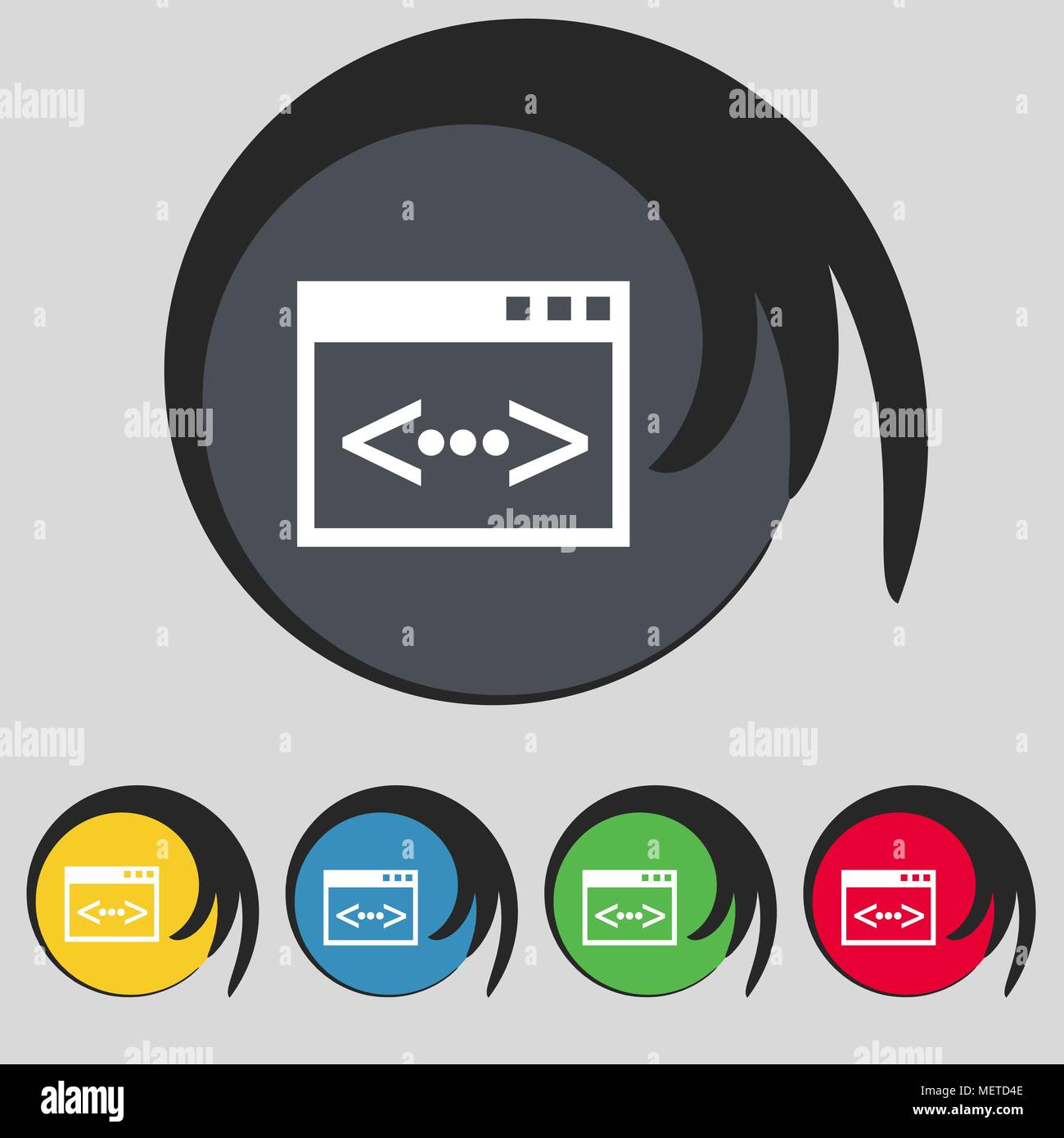 Code sign icon. Programmer symbol. Set of colored buttons. Vector ...