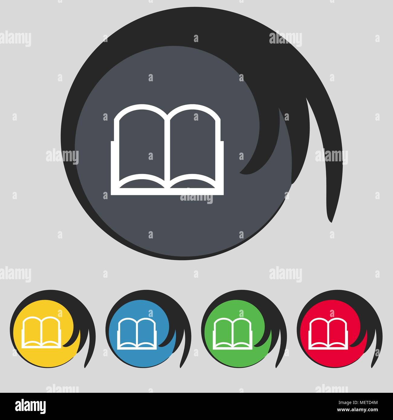 Book sign icon. Open book symbol. Set of colored buttons. Vector ...