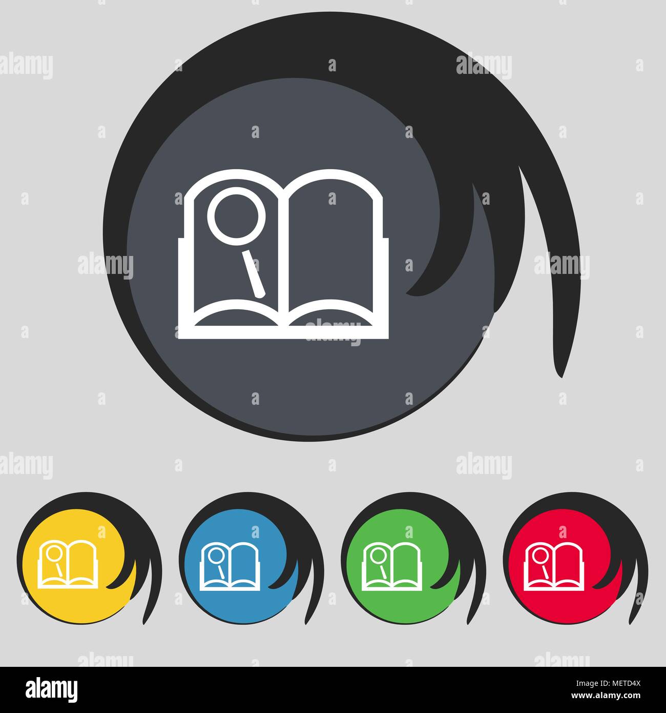 Book sign icon. Open book symbol. Set of colored buttons. Vector ...