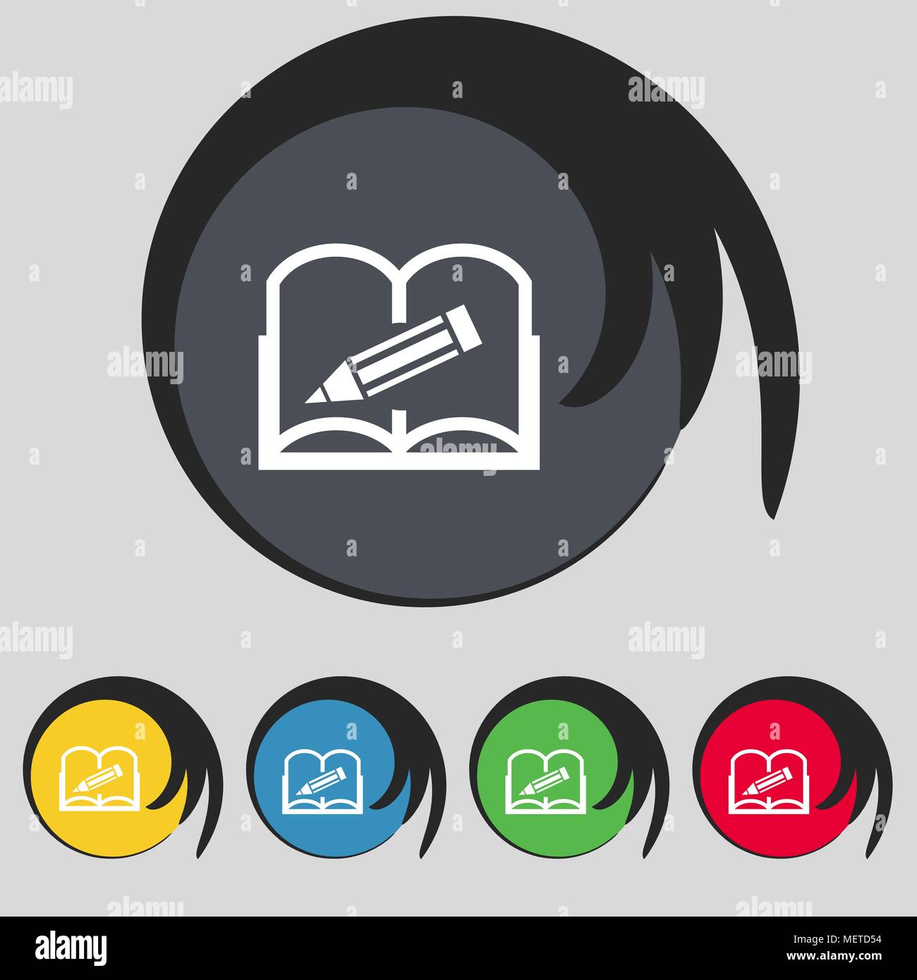 Book sign icon. Open book symbol. Set of colored buttons. Vector ...