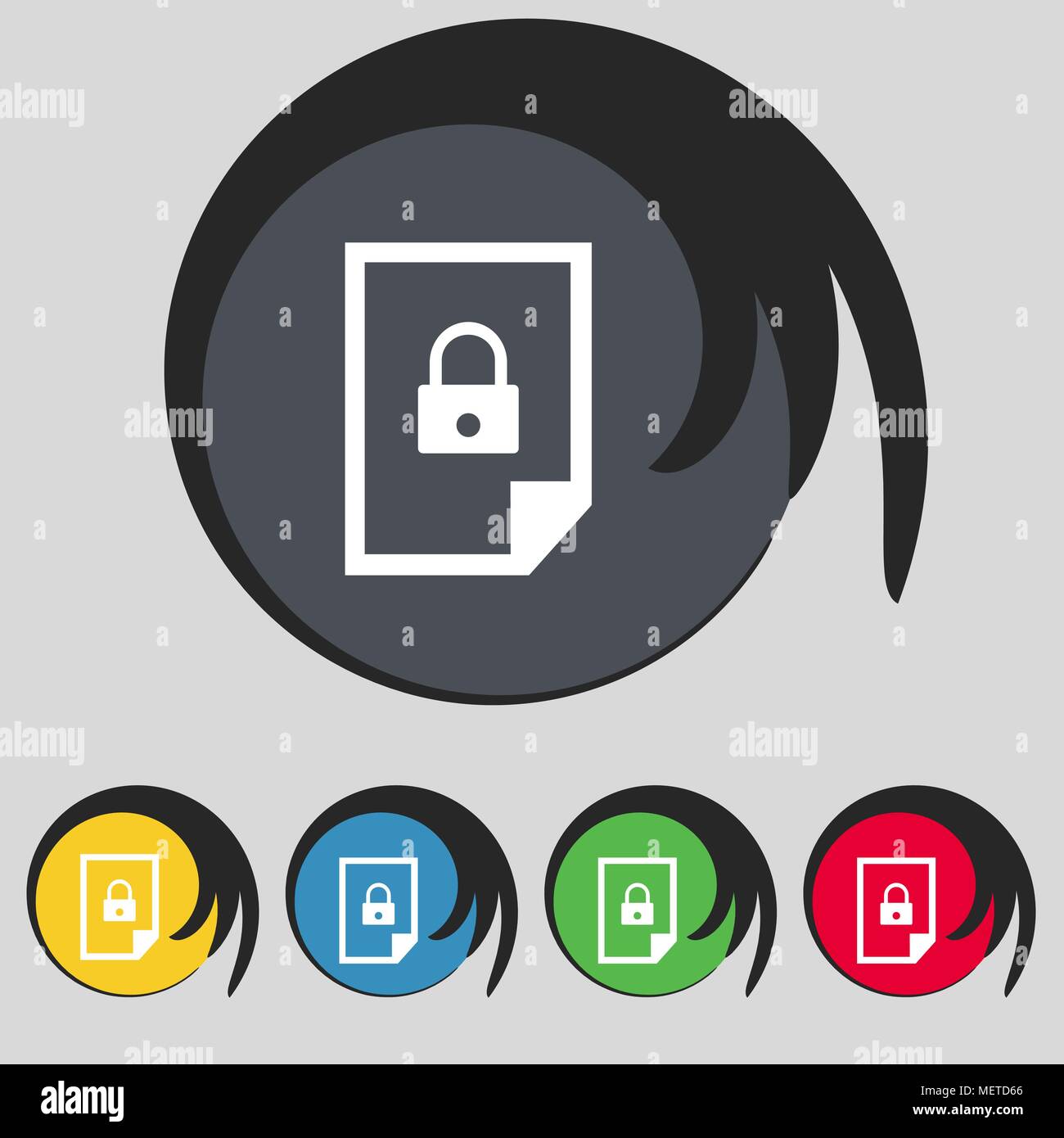 File locked icon sign. Set of coloured buttons. Vector illustration ...