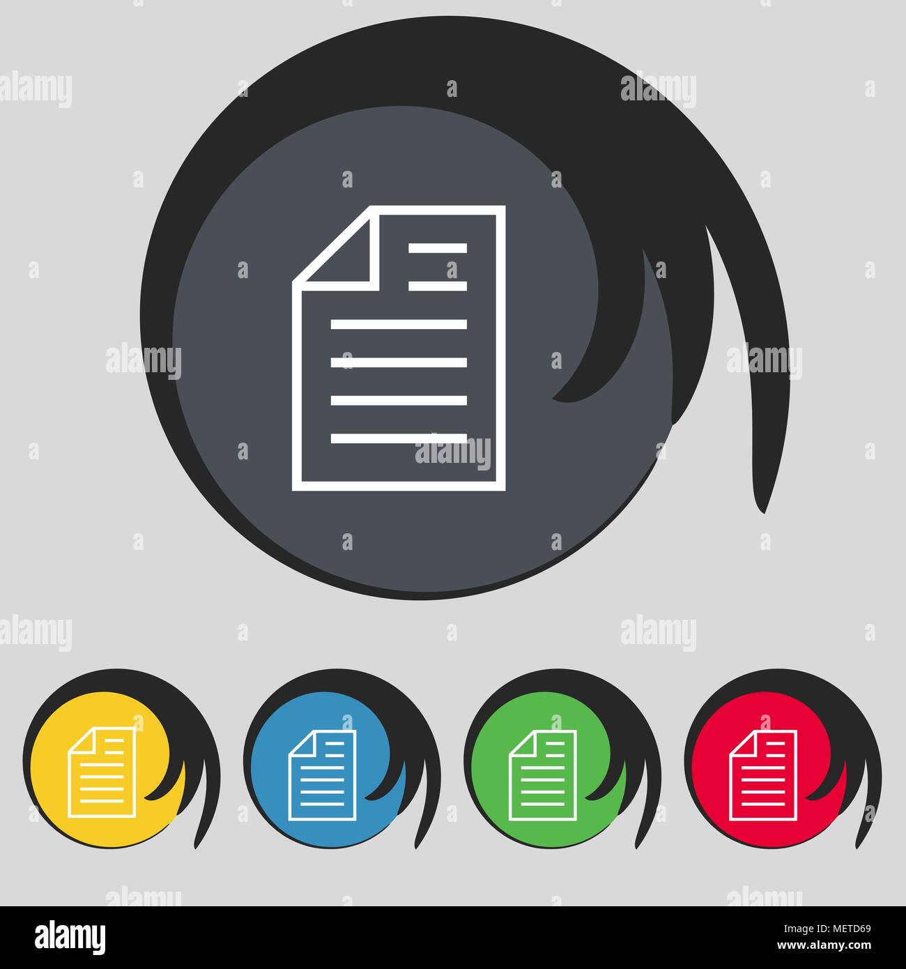 Text file sign icon. File document symbol. Set of coloured buttons ...